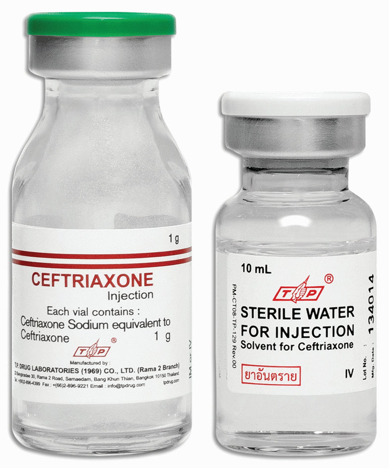 Image of Ceftriaxone T P inj 1 g | MIMS Thailand